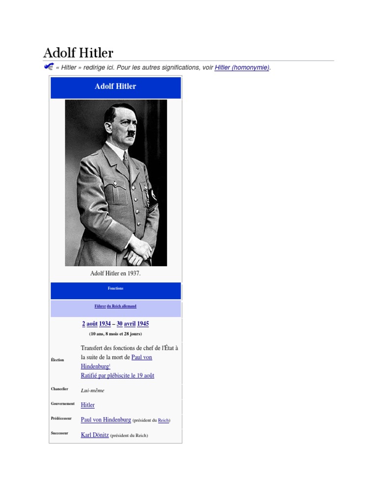 Adolf Hitler | PDF | Adolf Hitler | Parti nazi