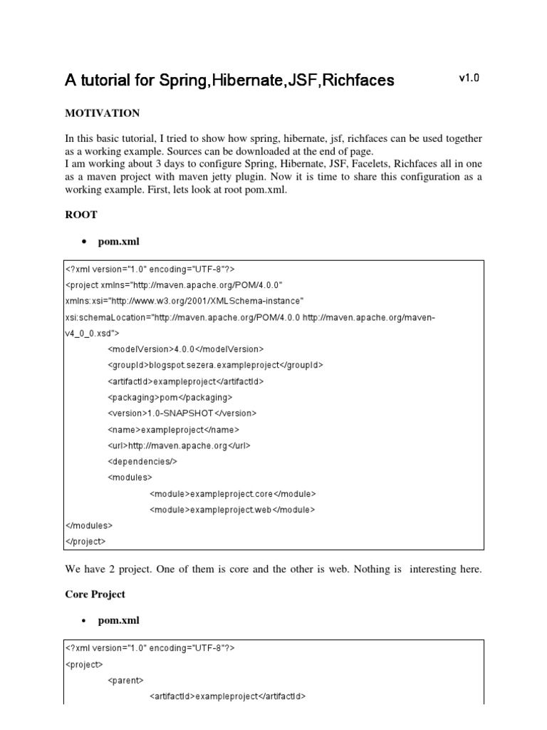 Spring Hibernate JSF Richfaces Tutorial | PDF | Xhtml | Information Technology Management