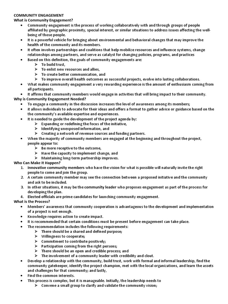 Community Action (Community Engagement) | PDF | Community | Leadership