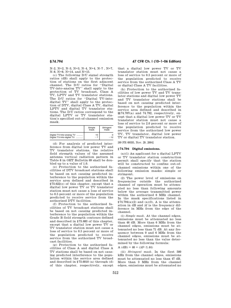 47 CFR 74 | PDF | Bandwidth (Signal Processing) | Television