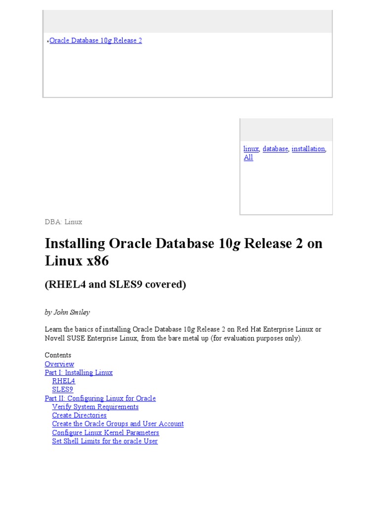 Oracle Inatall On Linus Pdf Oracle Database File System