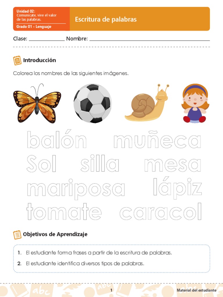 Escritura de Palabras Actividades | PDF | Escritura | Cognición