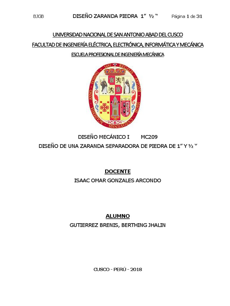 Zaranda BJGB | PDF | Acero inoxidable | Masa