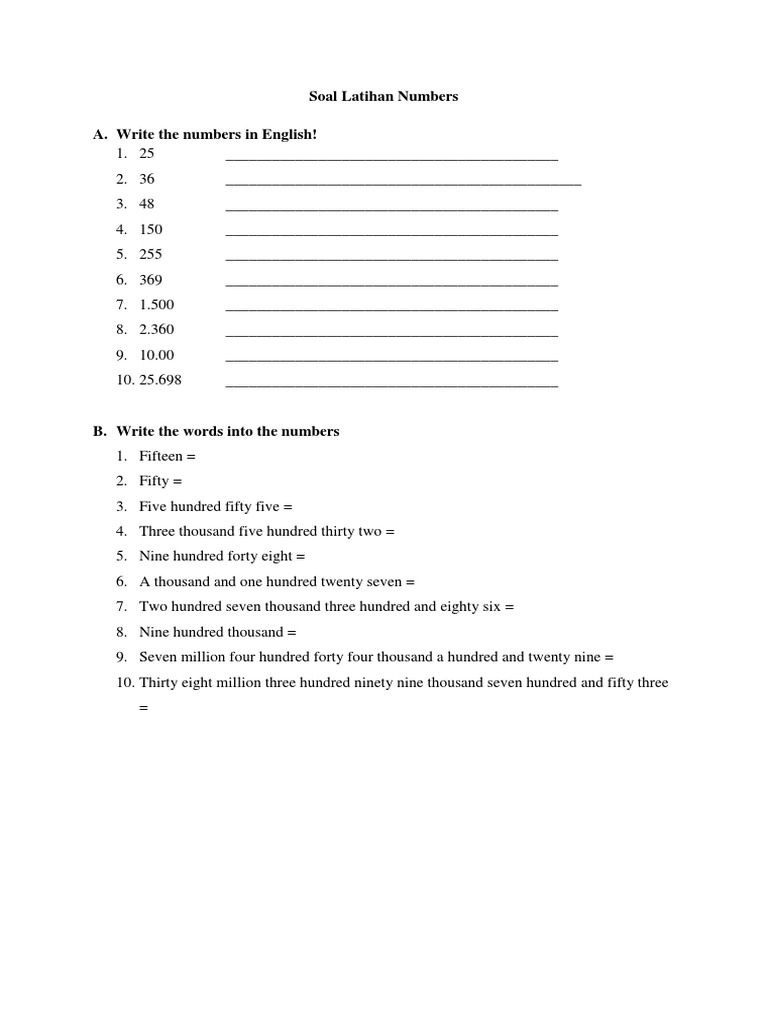 Soal Latihan Numbers | PDF