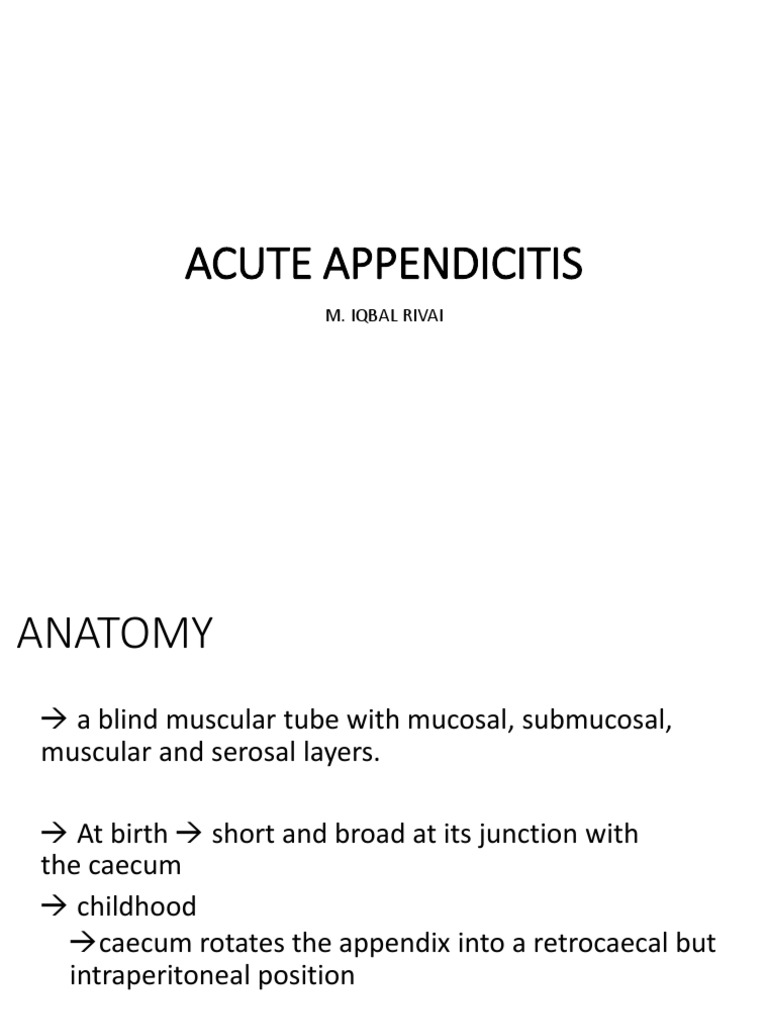 Acute Appendicitis: M. Iqbal Rivai | PDF | Gastroenterology | Health ...