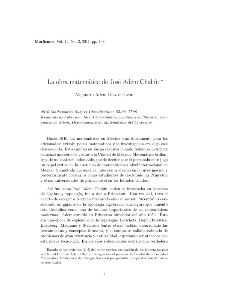 La Obra Matemática de José Adem Chahín | PDF | Grupo (Matemáticas ...