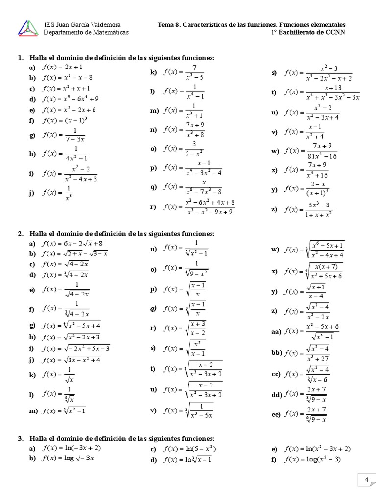 TEMA 8. Funciones. | PDF | Enseñanza de matemática | Funciones y mapeos