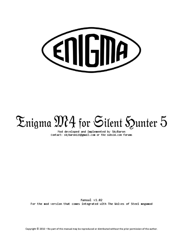 SkyBaron's Enigma M4 Manual 1.02 | PDF | Cipher | Cryptography