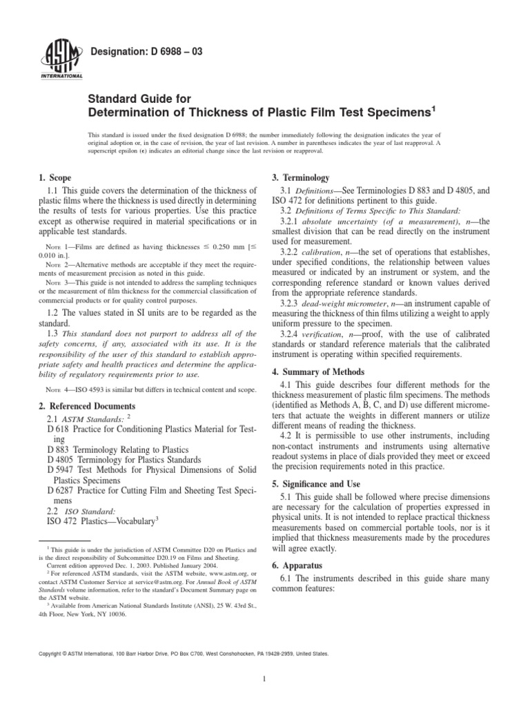 D 6988 - 03 Medicion de Calibre | PDF | Measuring Instrument | Calibration