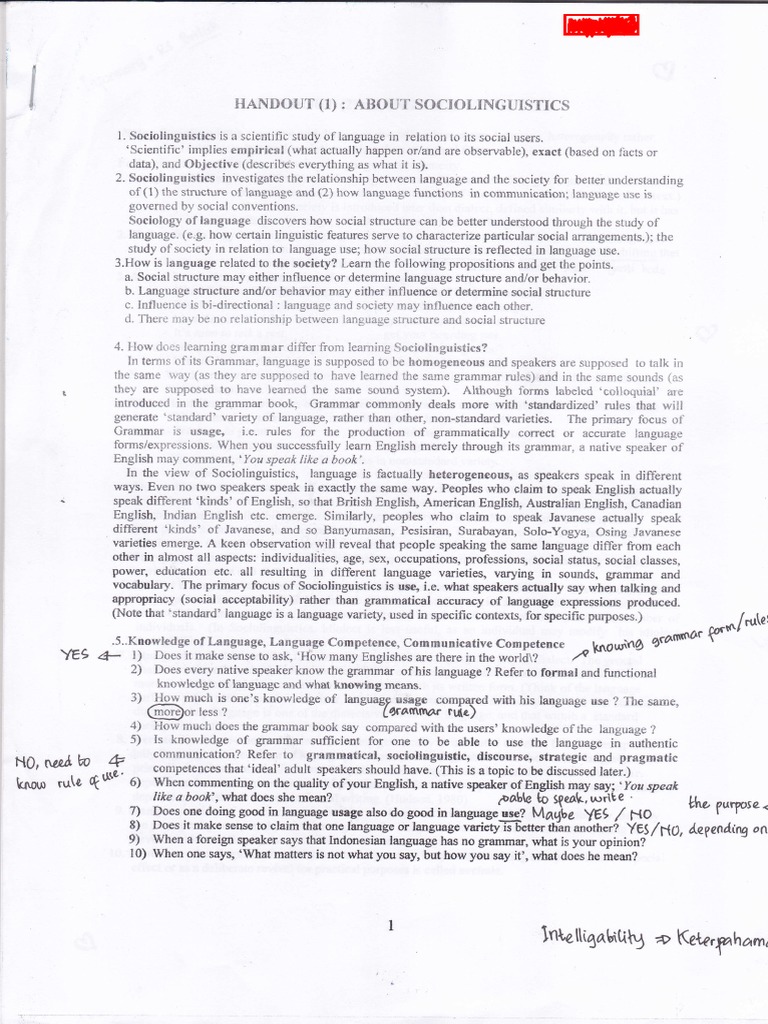 Sociolinguistics and Language Teaching Handout | PDF | Dialect ...