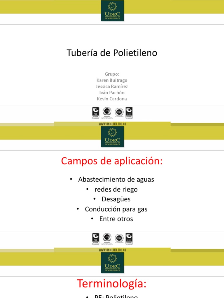 Tubería de Polietileno Grupo 1 | PDF | Tubería (transporte de fluidos) | Materiales