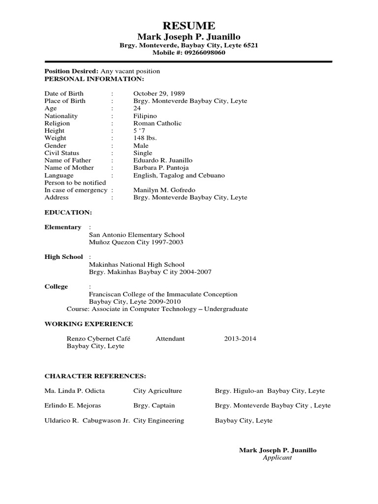 Resume Mark Juanillo | PDF