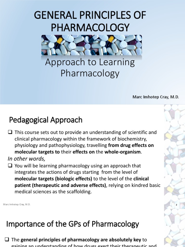 General Principles of Pharmacology_approach to Learning Pharmacology ...
