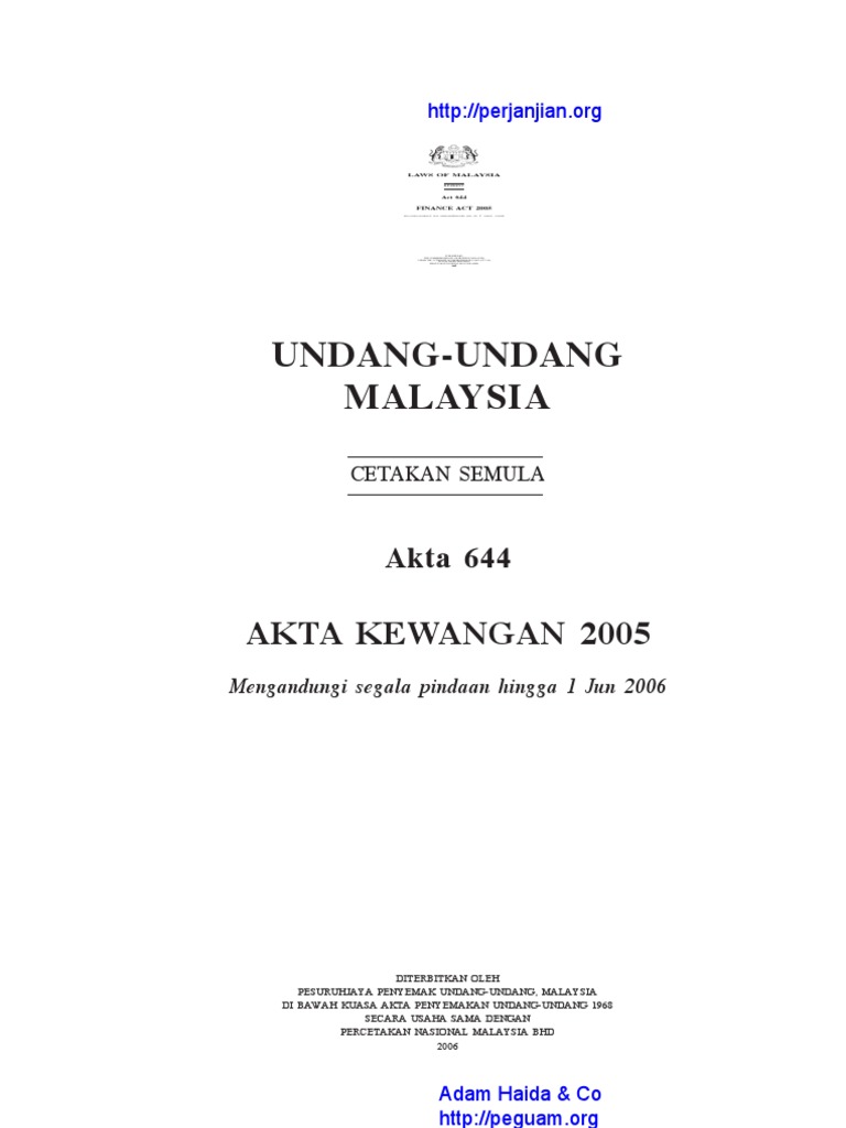 Akta 644 Akta Kewangan 2005 | PDF