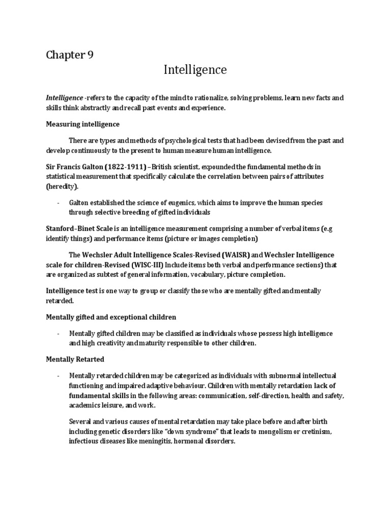 Measuring and Theorizing Intelligence: An Overview of the Major ...