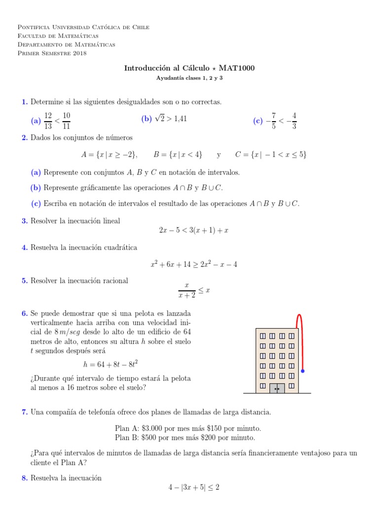 Ejercicios Precálculo | PDF | Desigualdad (Matemáticas) | Enseñanza de ...
