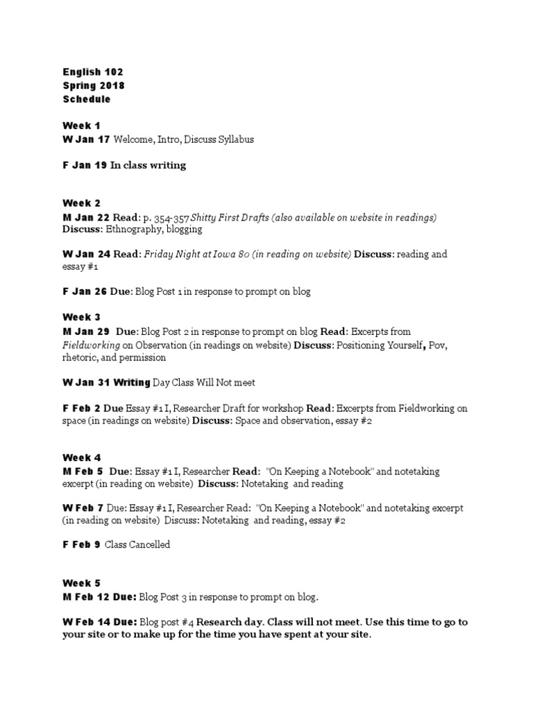 MWF Updated 102 Schedule Spring 18 | PDF | Foreign Language Studies