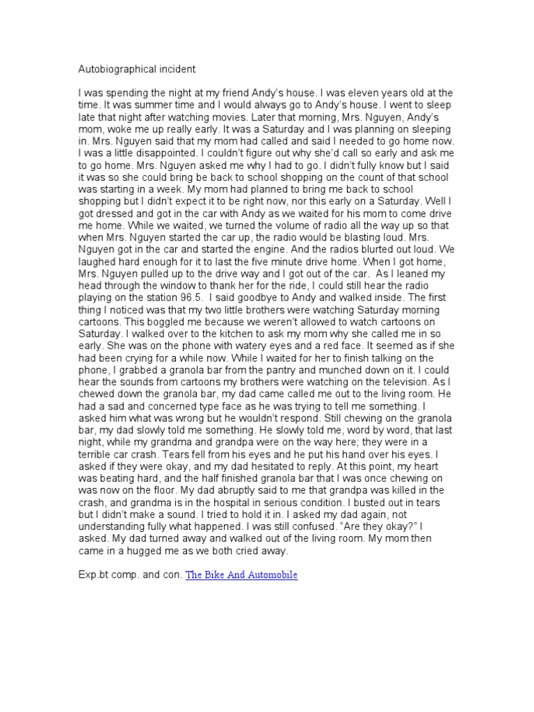 Autobiographical Incident | PDF | Car | Motorcycle
