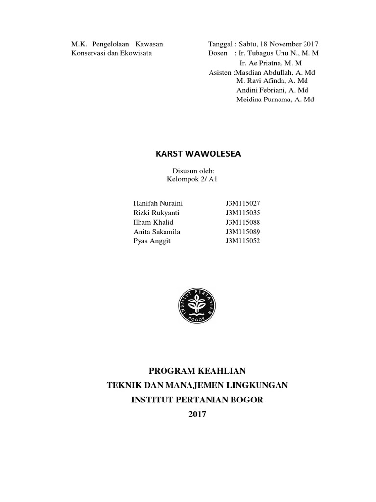 Karst Wawolesea: Program Keahlian Teknik Dan Manajemen Lingkungan ...