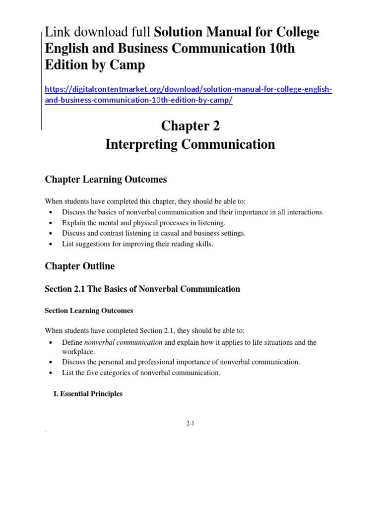 Solution Manual For College English and Business Communication 10th ...