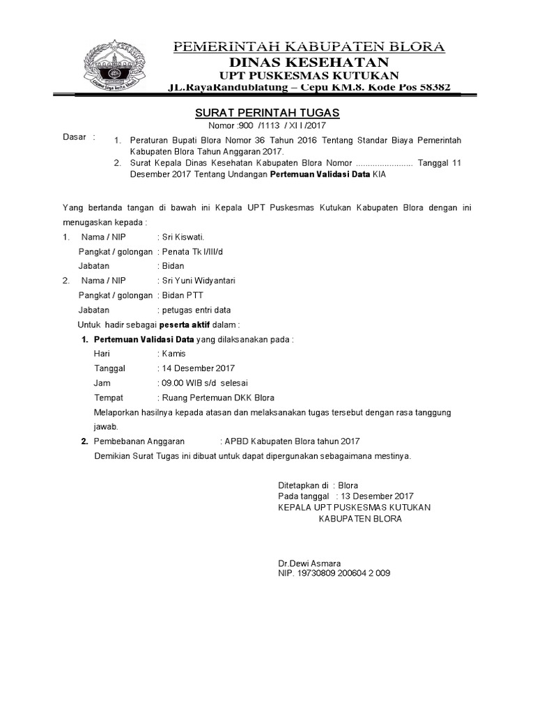 Contoh SRT Tgs Validasi Data | PDF