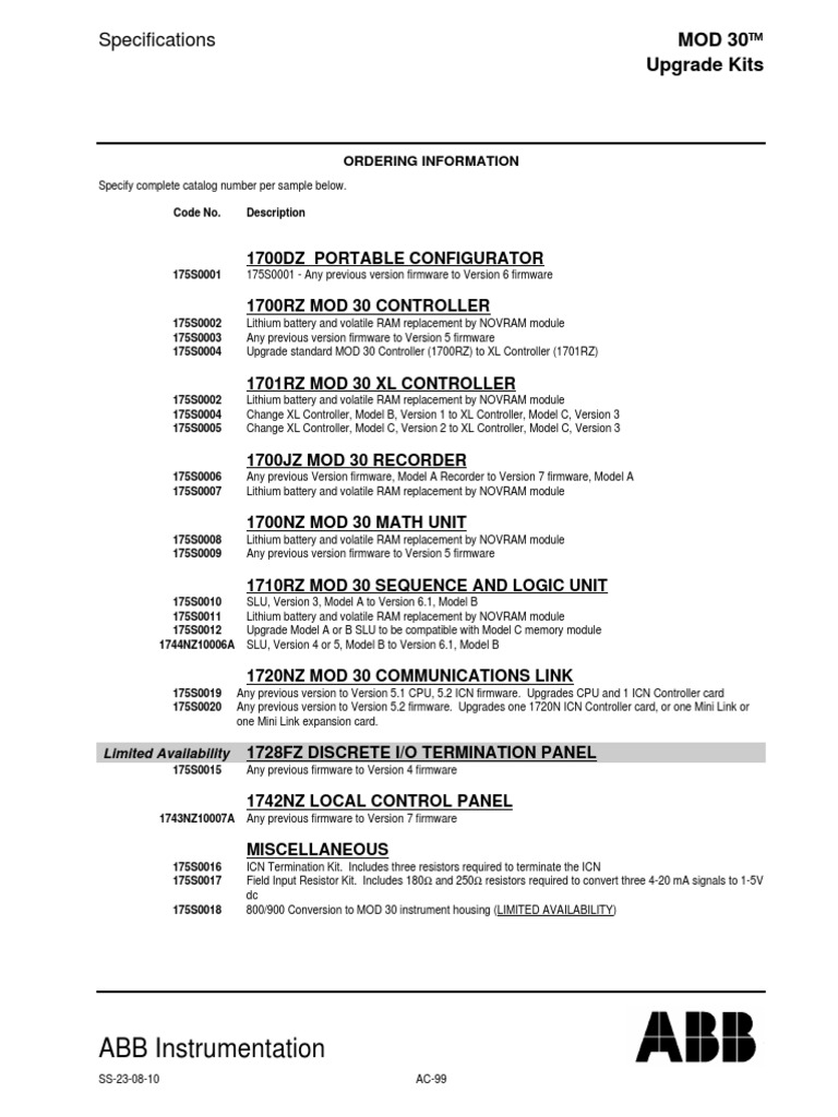 ABB Instrumentation: Specifications | PDF | Random Access Memory ...