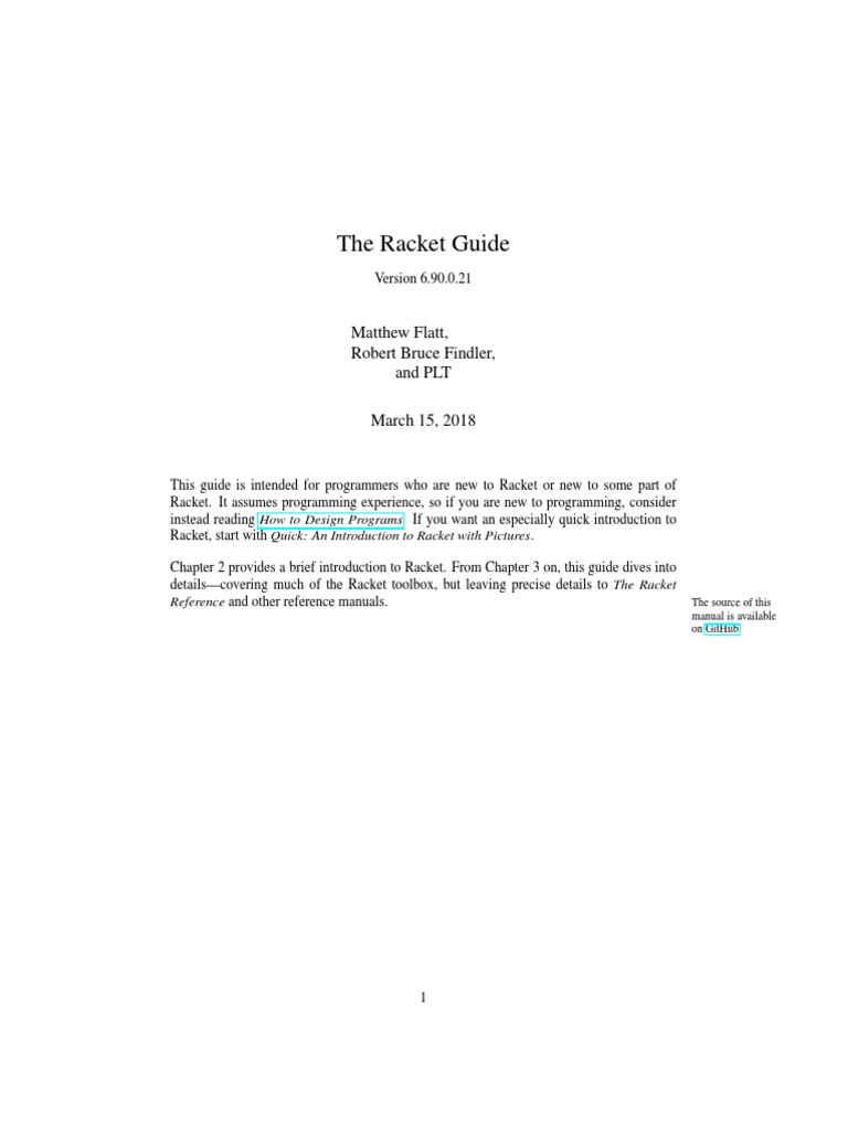 The Racket Guide: An Introduction to Racket Programming | PDF ...
