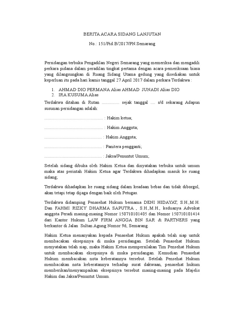 Berita Acara Sidang Lanjutan Pdf