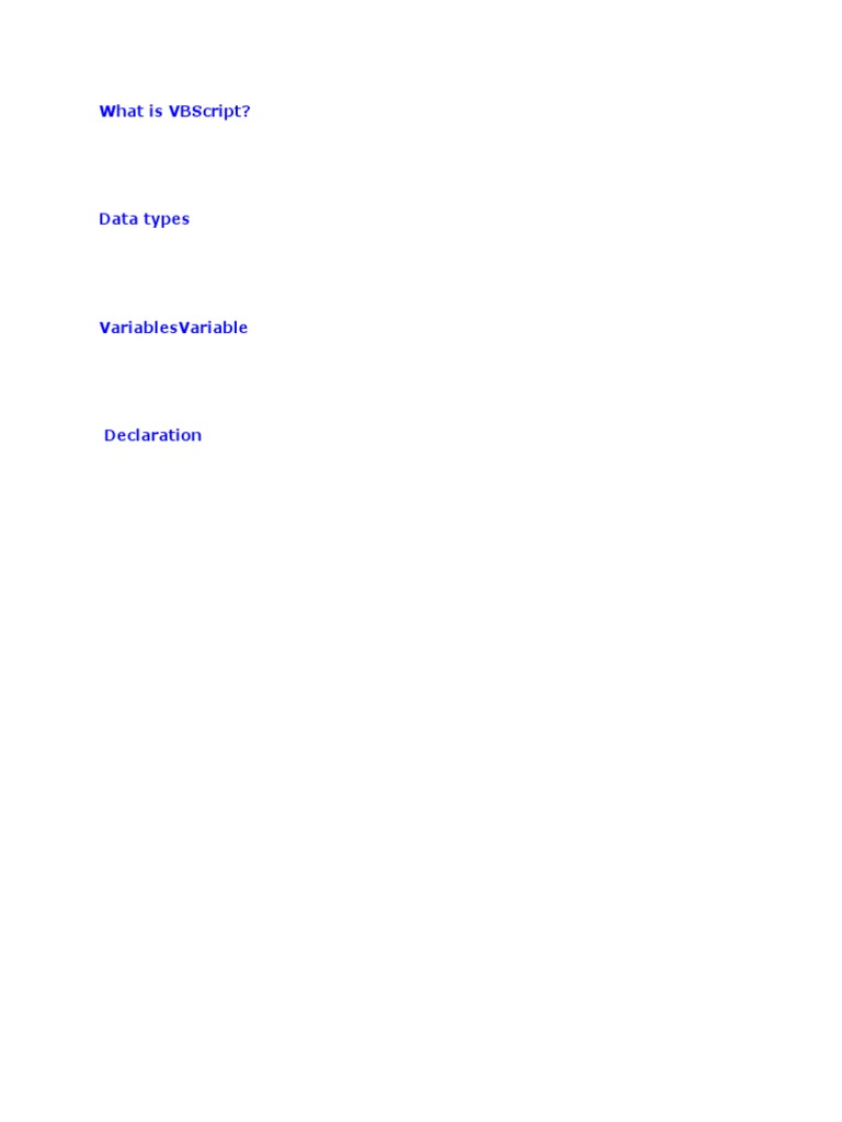 Understanding VBScript: Data Types & Variables | PDF