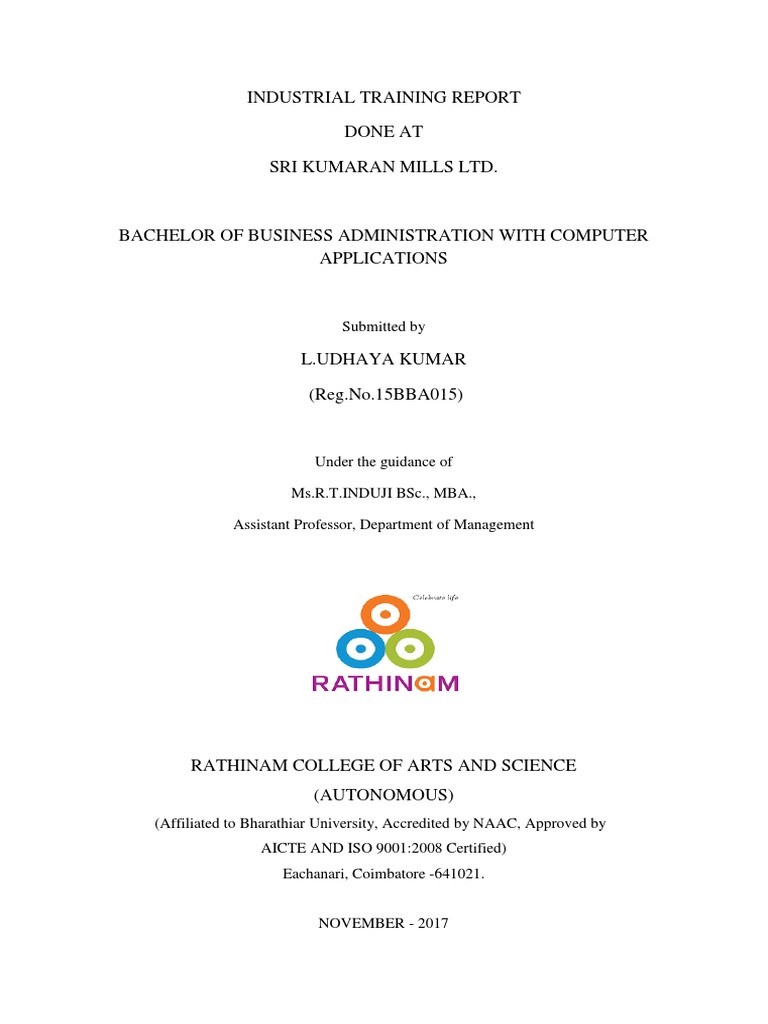 BBA Industrial Training Report | PDF