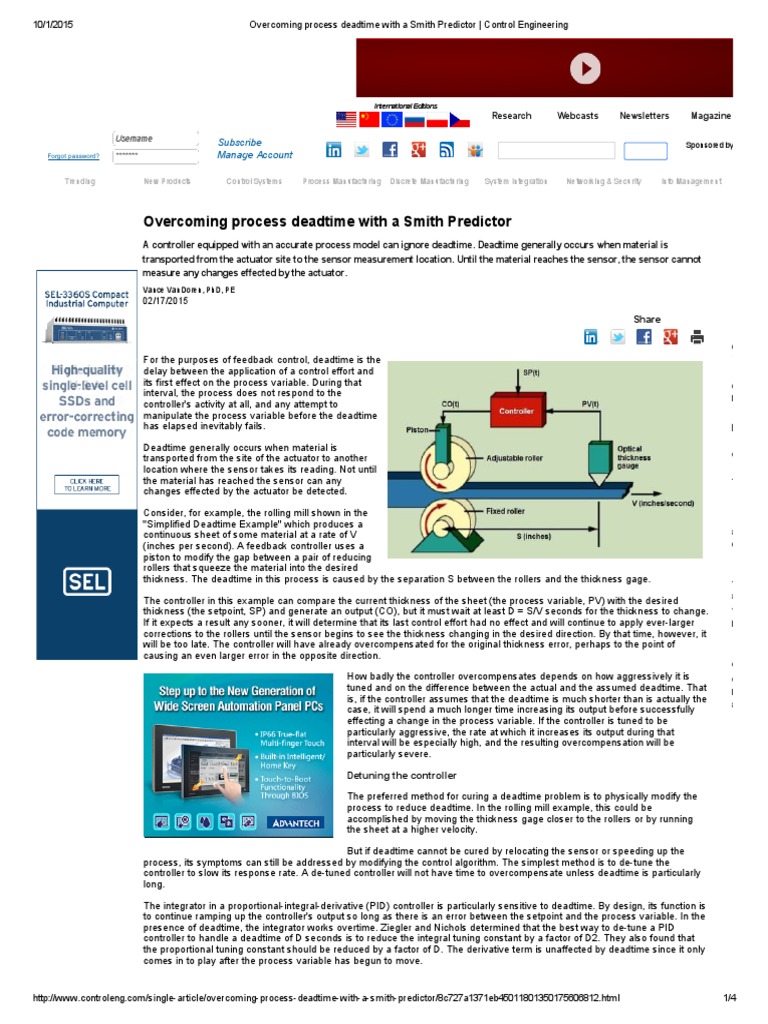 Dead Time Control In Engineering Systems Pdf Control Theory