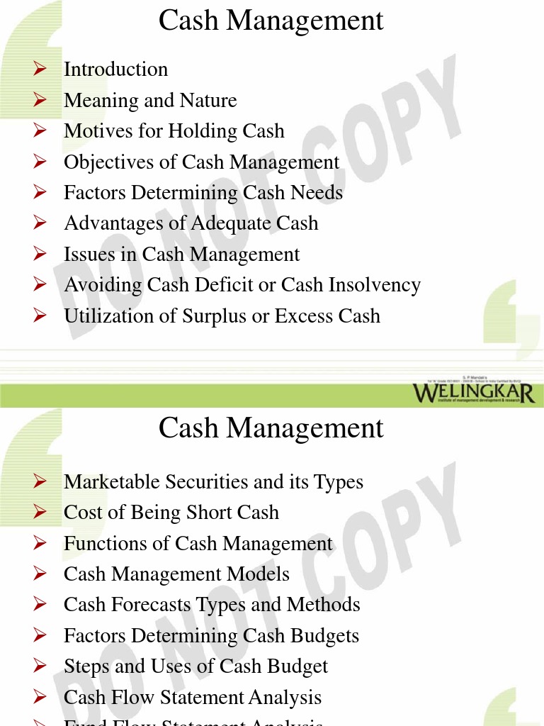 Overview of Cash Management Techniques | PDF | Cash Flow Statement ...