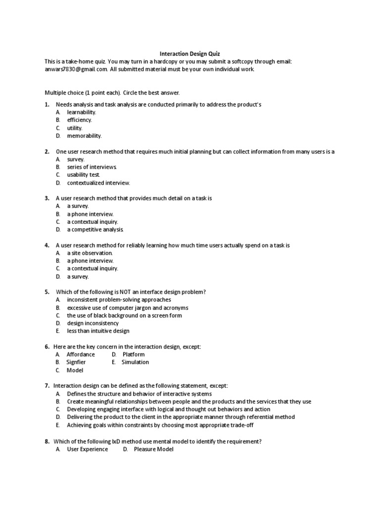 Interaction Design Quiz | PDF | Usability | System