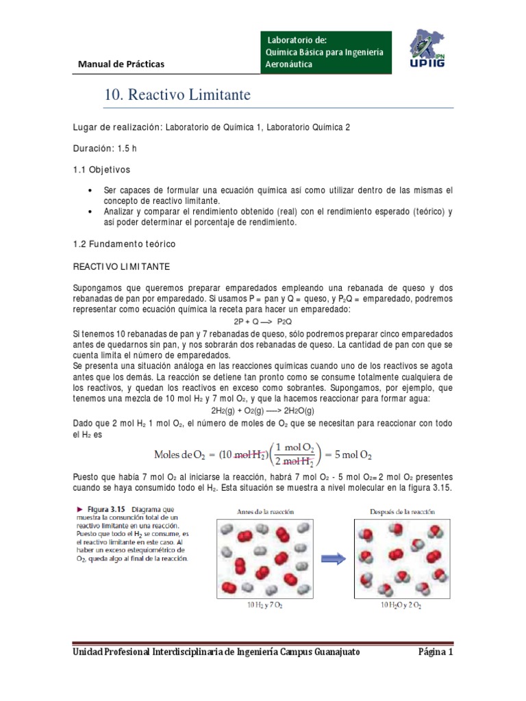 Practica Reactivo Limitante | PDF | Reacciones químicas | Panes