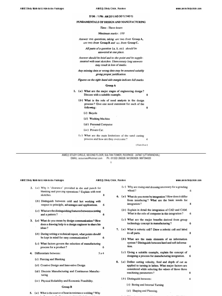 AMIE Study Material & Admission Packages AMIE (I) Study Circle, Roorkee ...