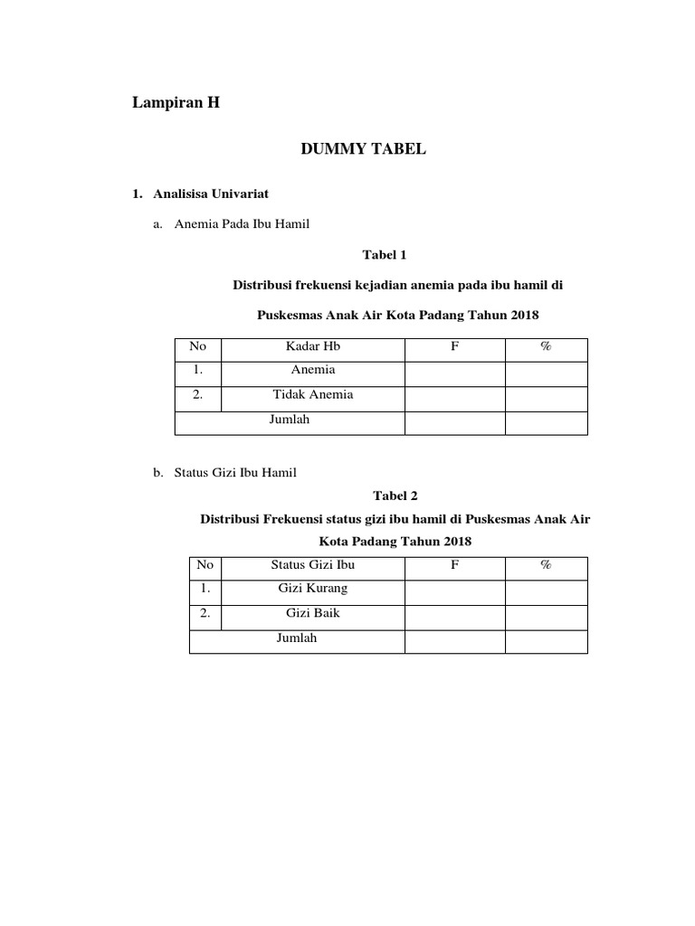 Lampiran H TABEL DUMMY | PDF