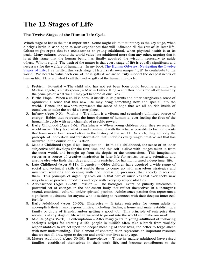 The 12 Stages of Life | PDF | Childhood | Adolescence