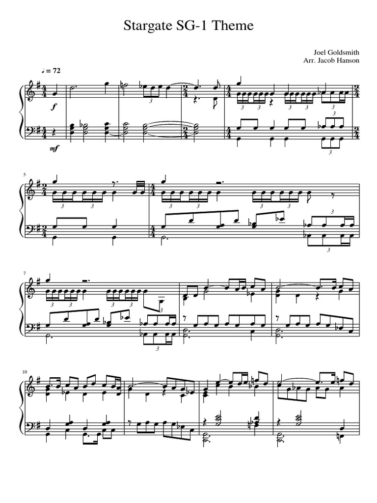 Stargate SG-1 Theme: Joel Goldsmith Arr. Jacob Hanson = 72 | Stargate ...