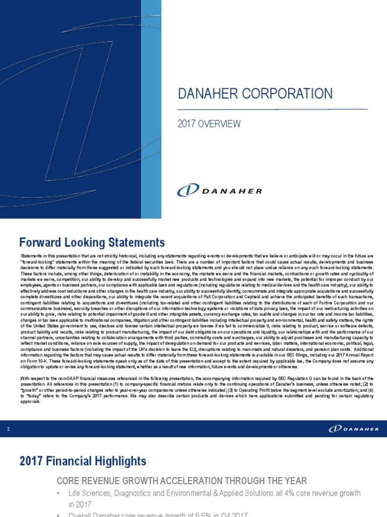 Danaher Corporation: 2017 Overview | PDF | Earnings Before Interest ...
