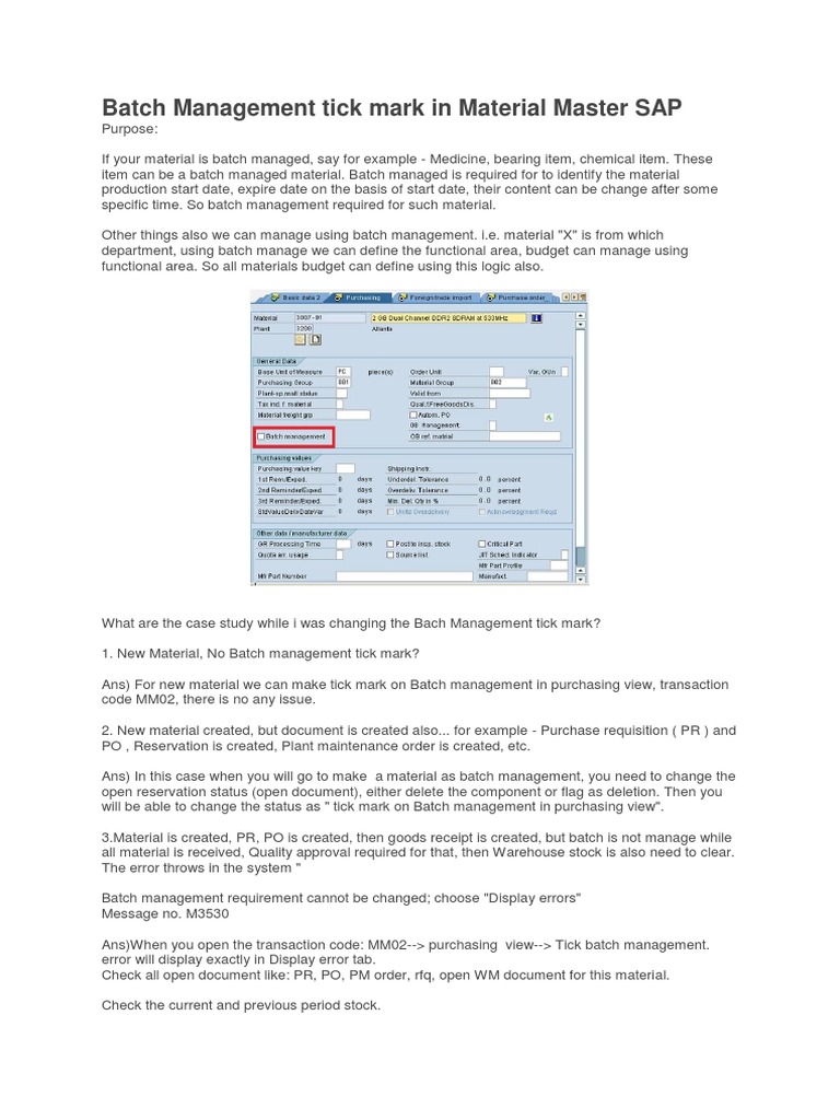 Batch Management in Material Master | PDF | Information Technology ...