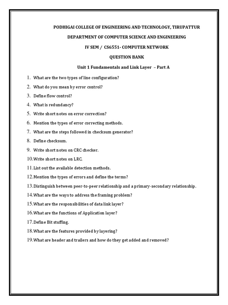 An Overview of Fundamental Computer Network Concepts and Questions from ...