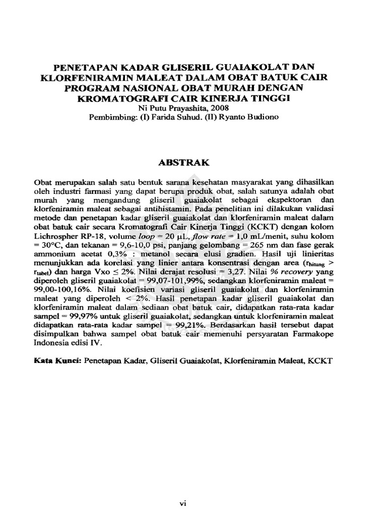 Penentuan Kadar GG, CTM Pada Obat Batuk Sirup | PDF