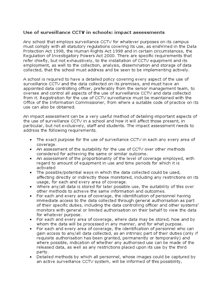CCTV Impact Assessment - Final | PDF | Closed Circuit Television ...