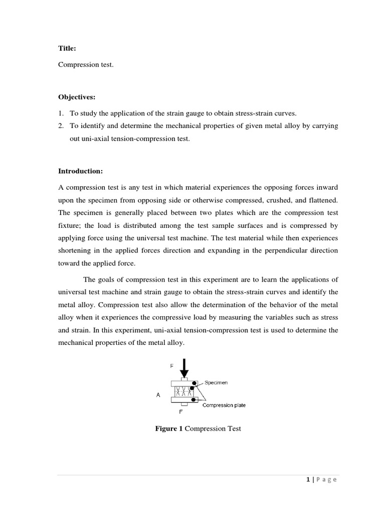 Compression Test Lab Report | Strength Of Materials | Young's Modulus