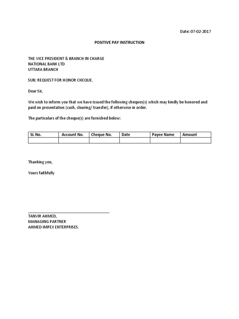 Positive Pay Instruction NBL 02 | PDF | Finance & Money Management