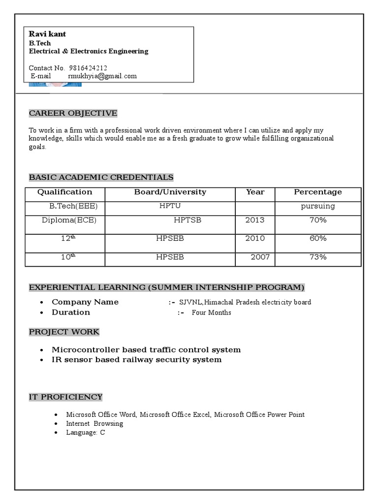 Resume B Tech | PDF
