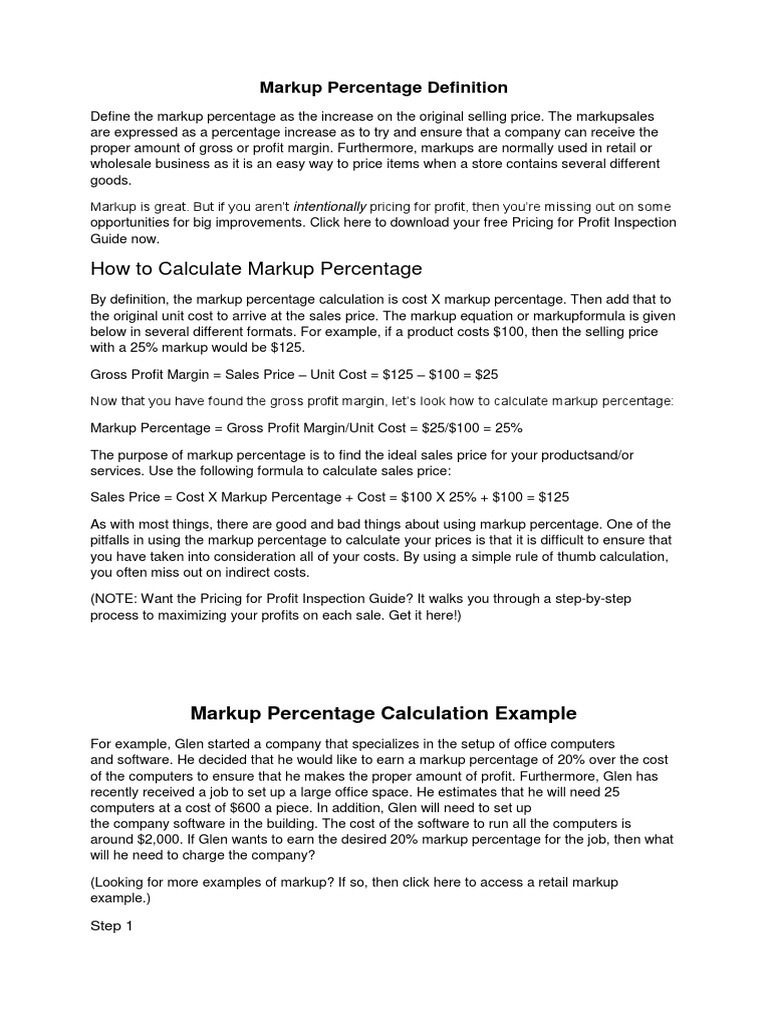 How To Calculate Markup Percentage | PDF | Annual Percentage Rate ...