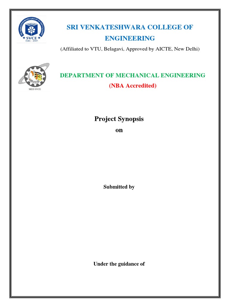 Sri Venkateshwara College of Engineering: Project Synopsis On | PDF ...