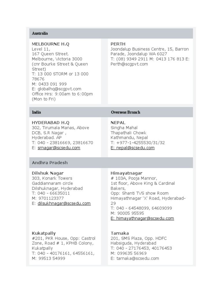 Storm Contact Information for Tarnaka | PDF