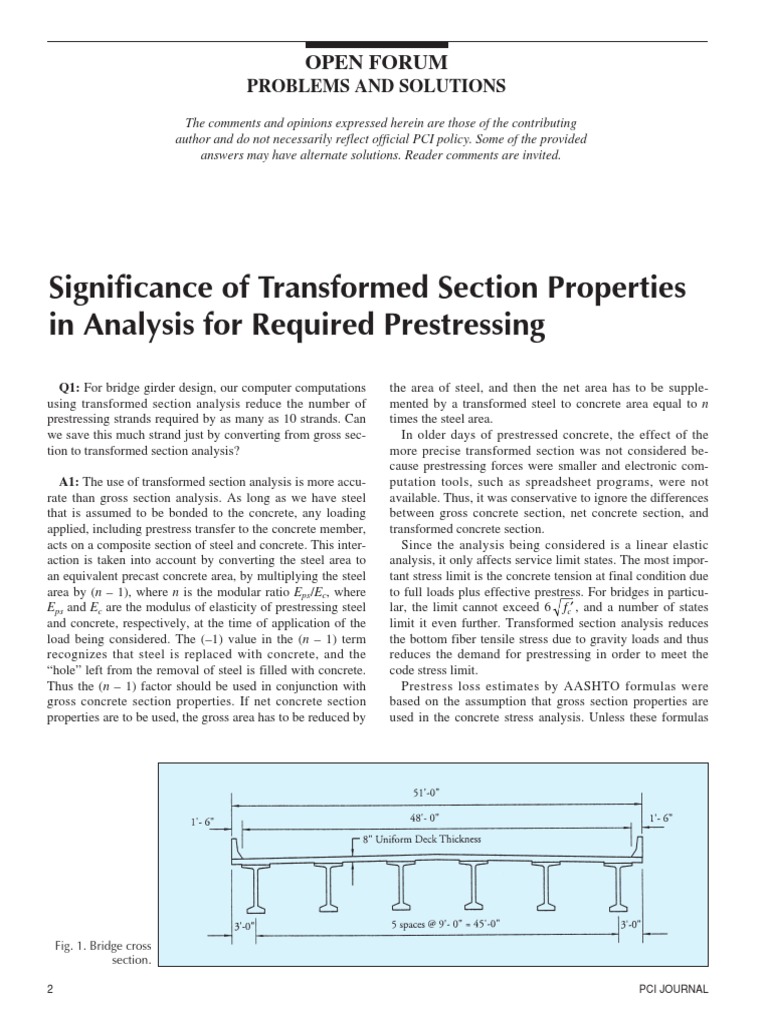 Significance of Transformed Section Properties in Analysis For Required ...